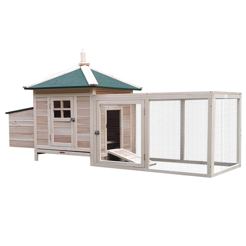 Natural Wood PawHut 77" Chicken Coop with Nesting Box, Weatherproof ...