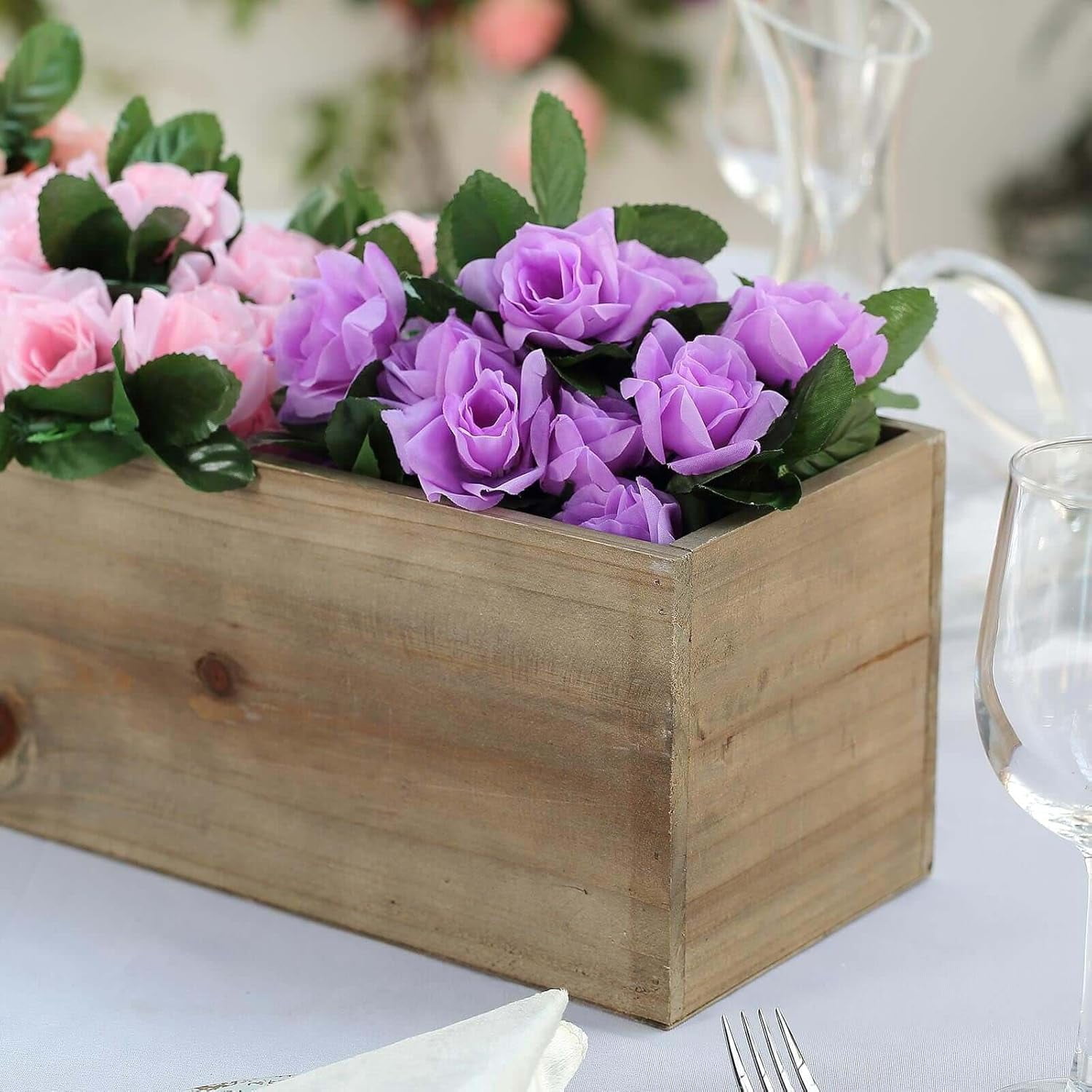 Natural Wood Planter Boxes with Plastic Liner DIY Boxes Rectangle Wood ...