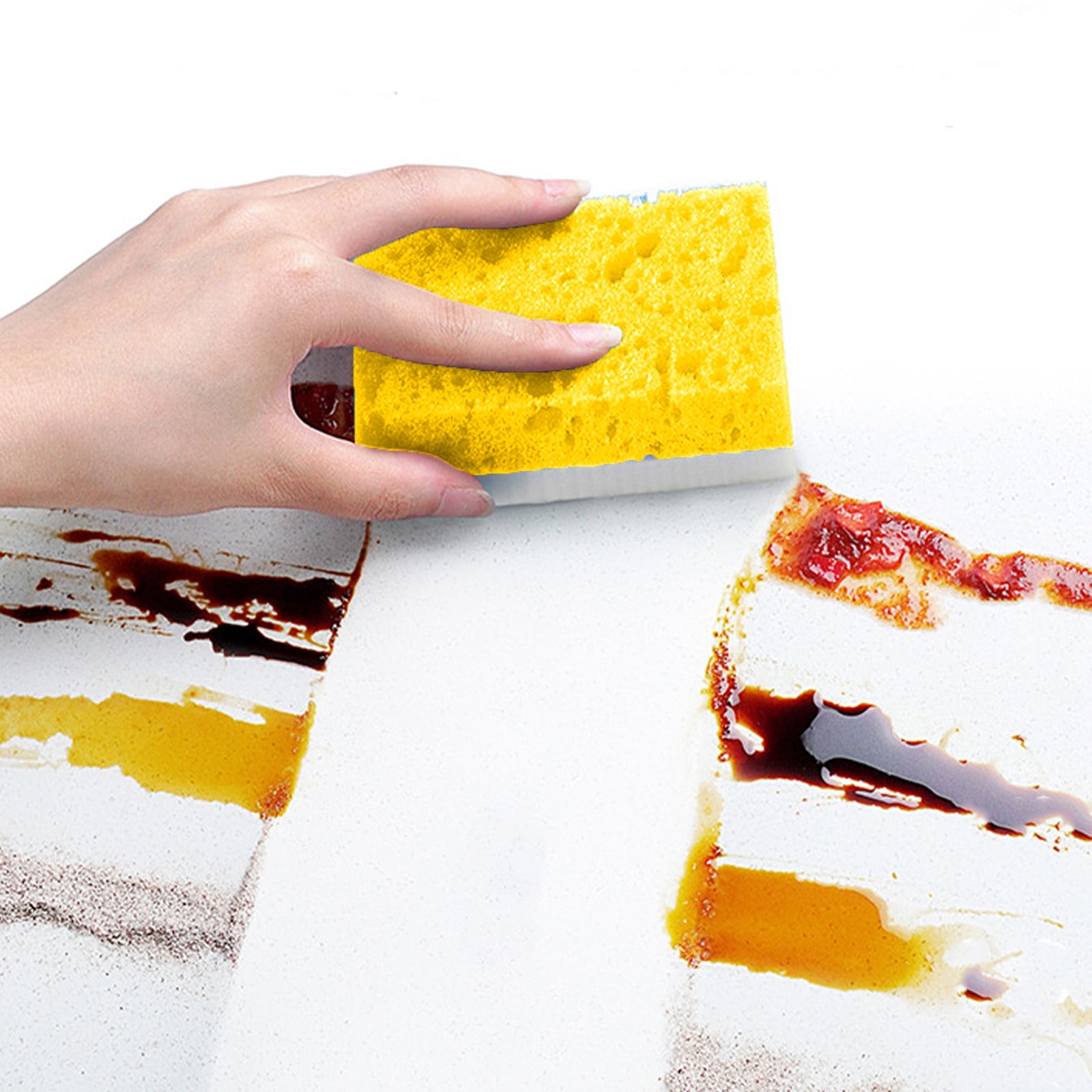 Natural Wood Pulp Dishwashing Sponge,Double-Sided Cleaning Block,Non ...