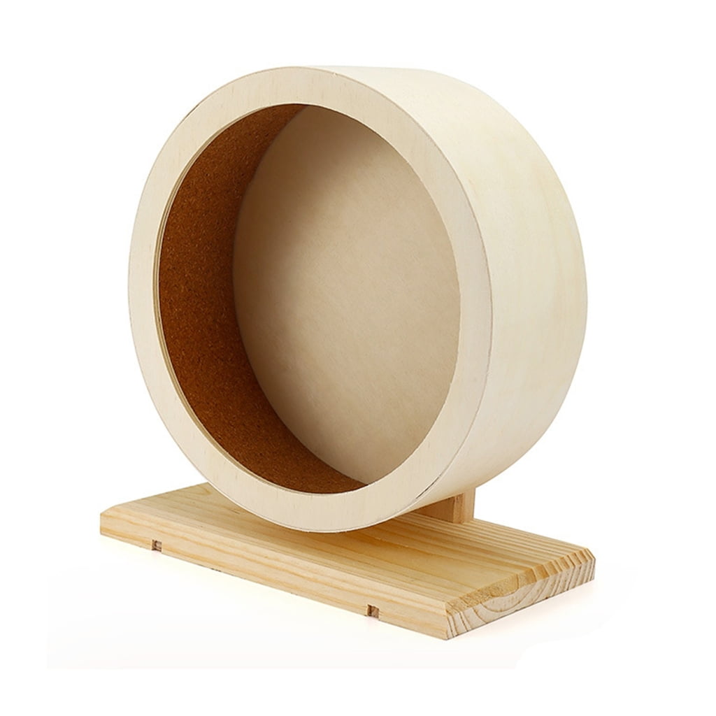 Natural Wood Running Wheel Quiet Roller with Base For Active Hamster ...