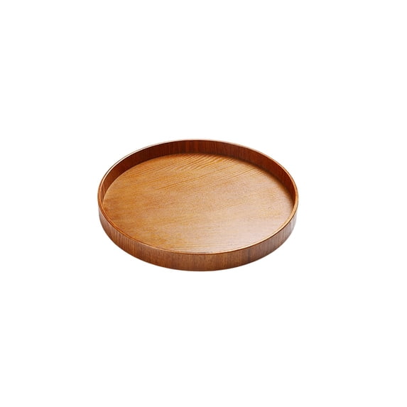 Natural Wood Serving Tray - Round Non-Slip Design for Coffee, Tea, and ...