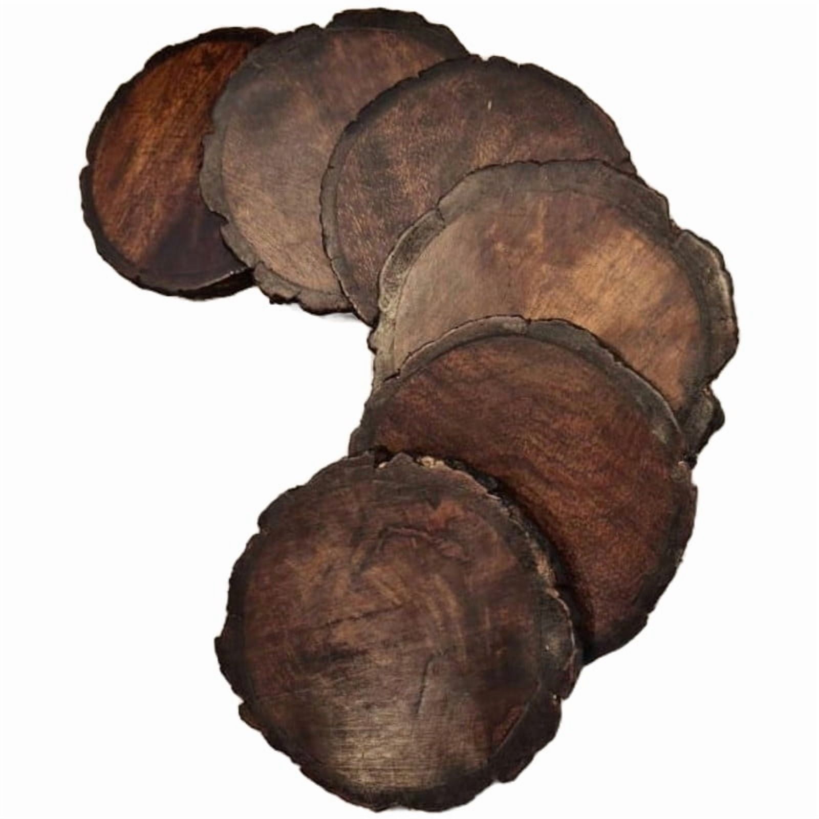 Natural Wood Slices Coaster Set of 6, Round Wood Discs Tree Bark Wooden ...