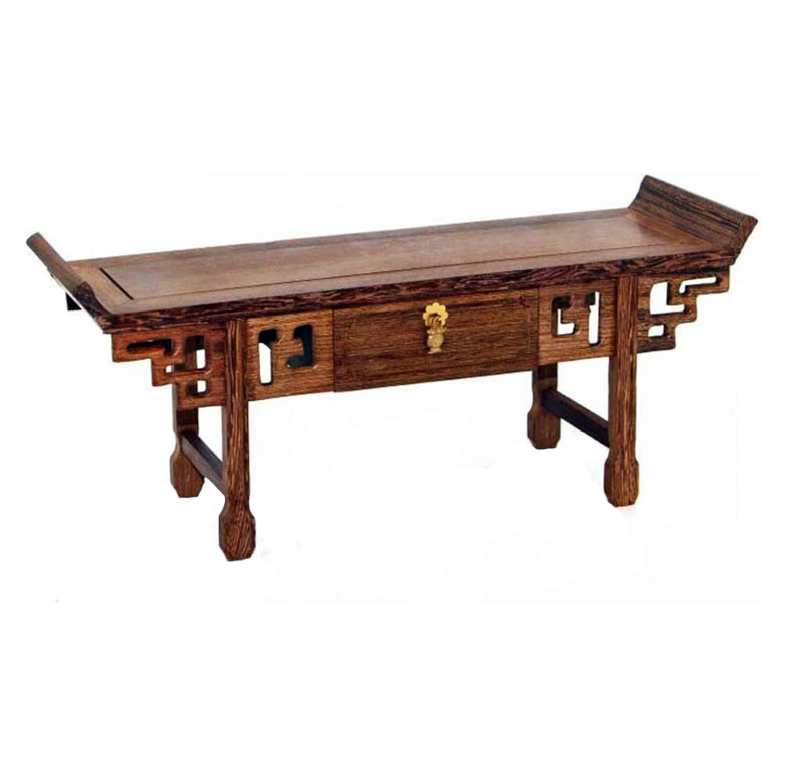 Natural Wood Small Altar Table, Rectangular Carved Base Altar Table ...