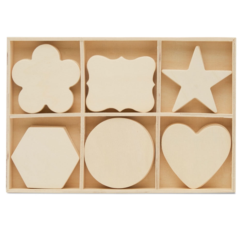 Natural Wood Sorting Tray with Wood Shape Cutouts Pack of 3, for DIY ...