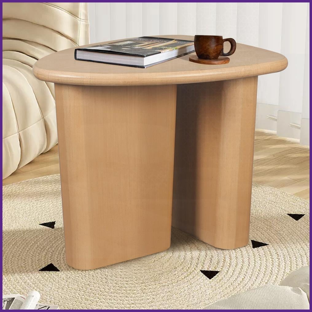 Natural Wood Tapered Coffee Table – Stable Thick-Leg Design for Living ...