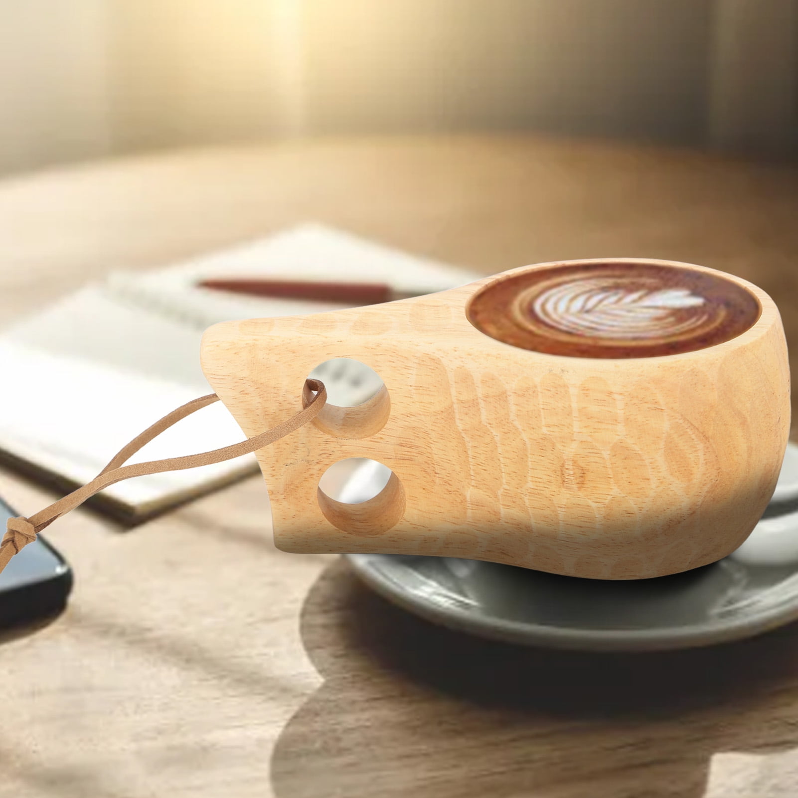Natural Wood Tea Cup, 200ML With Handle, Perfect For Coffee Beverages ...