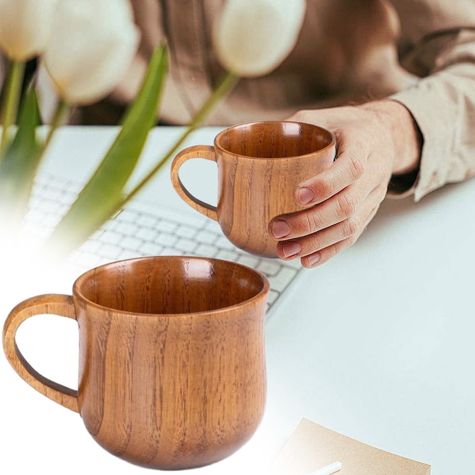 Natural Wood Tea Cup Solid Wooden Mug for Tea Coffee Water Milk Juice ...