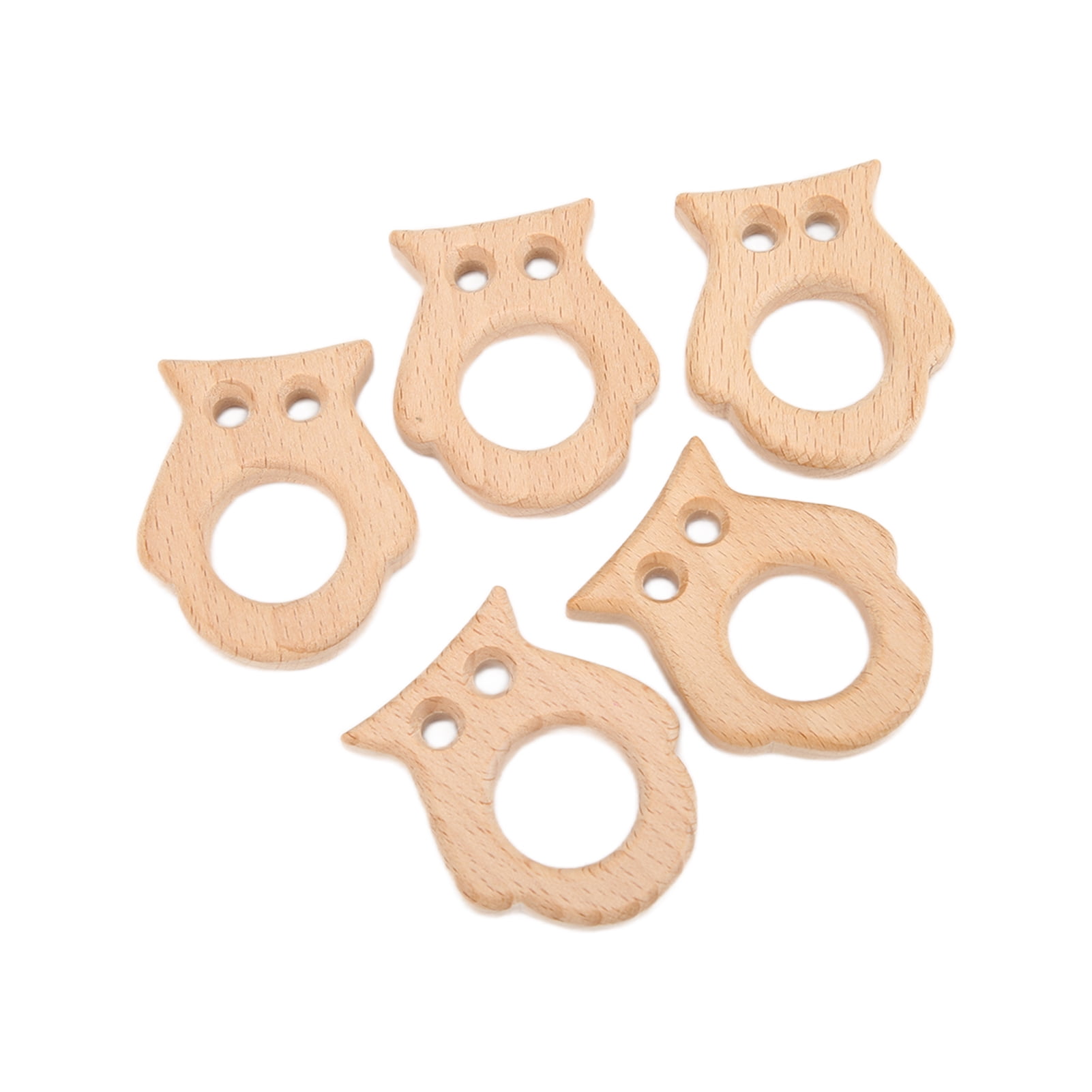 Natural Wood Teething Toys, Beech Wood, Smooth Finish, Supports Early ...