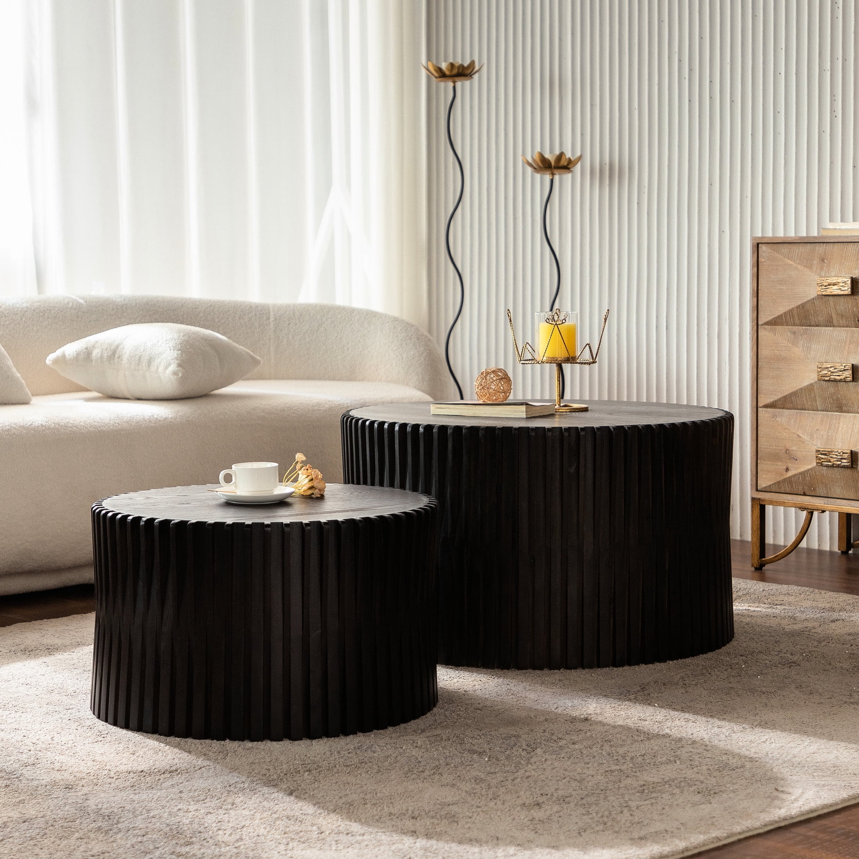Natural Wood Texture, No Assembly - Dark Brown Coffee Table for Dining ...