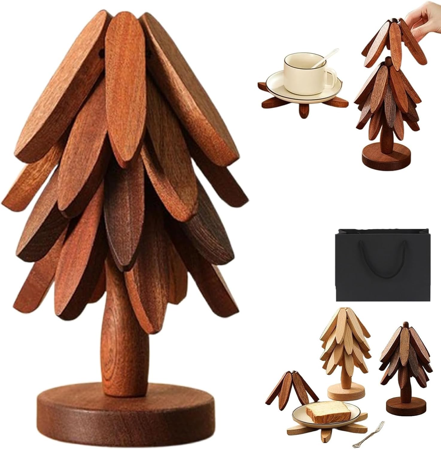 Natural Wood Tree Trivet Set, Natural Tree Trivet Set - 4 Wooden ...