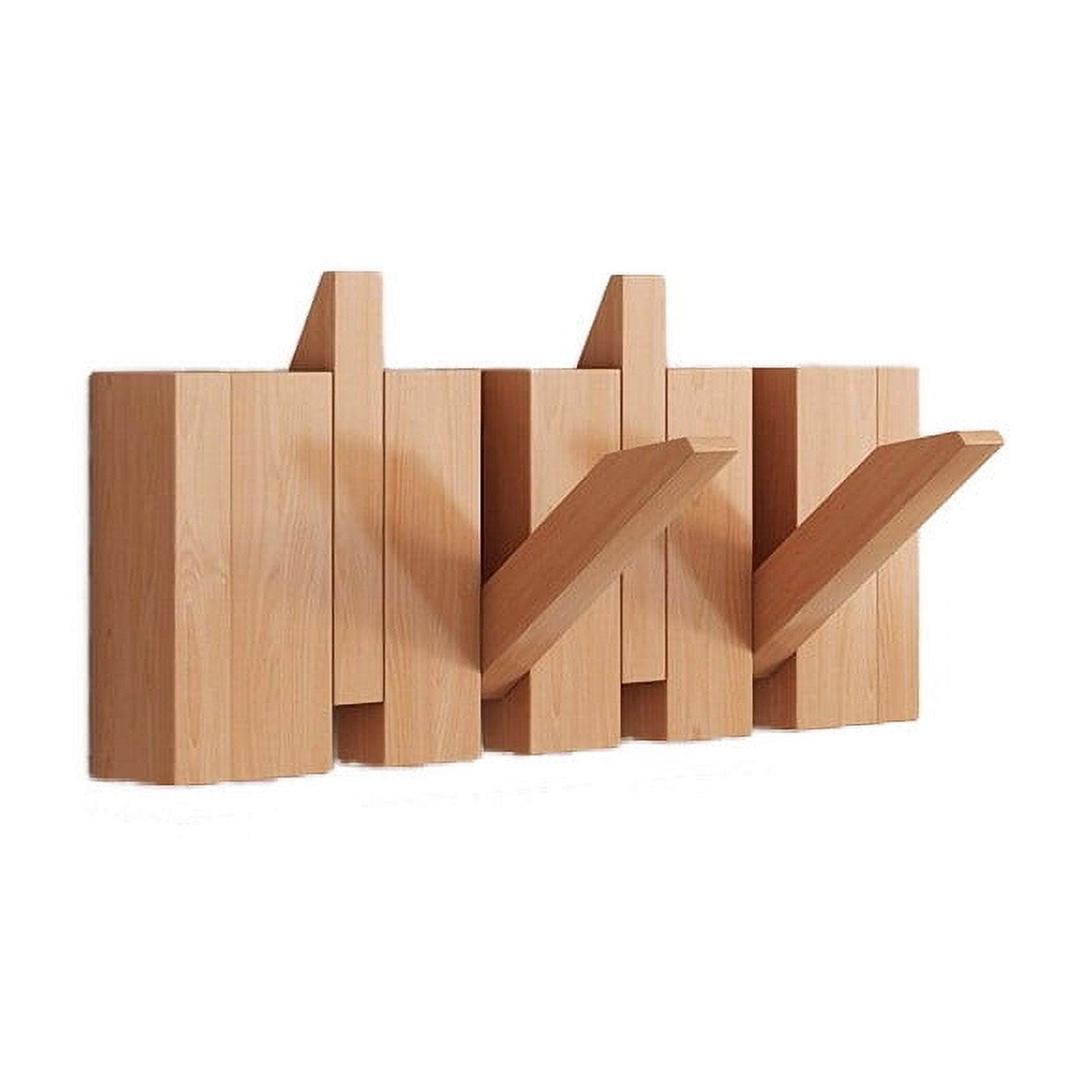 Natural Wood Wall Mounted Piano Coat Rack, 4 Flip Down Hooks, Solid ...