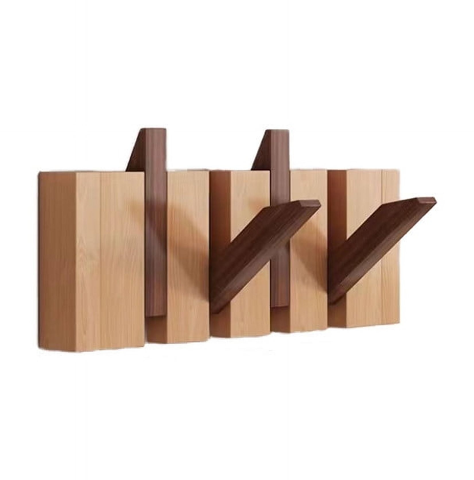 Natural Wood Wall Mounted Piano Coat Rack, 4 Flip Down Hooks, Solid ...