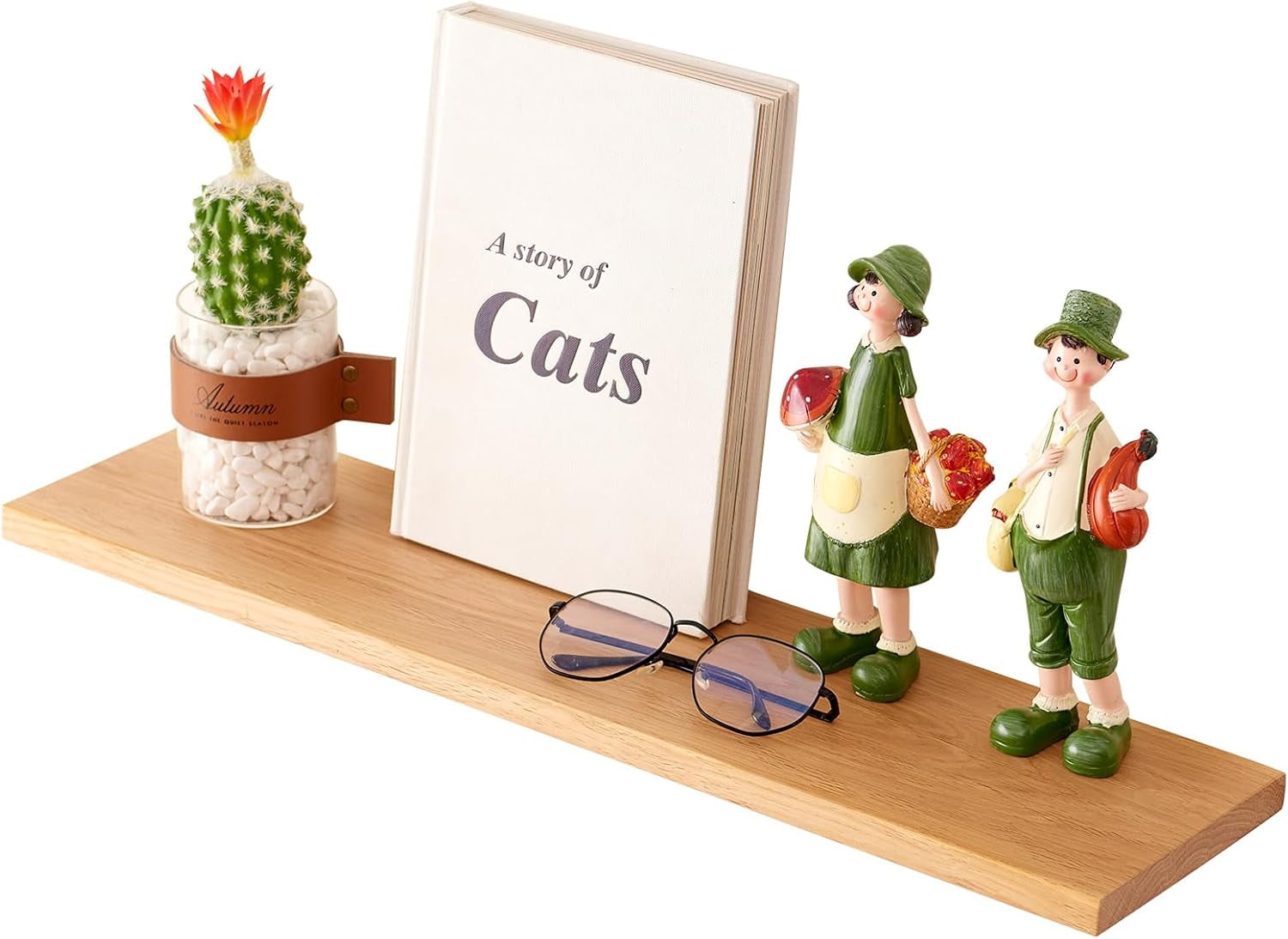 Natural Wood Wall Shelf 24 Inches Oak Floating Shelves, Rustic Wood ...