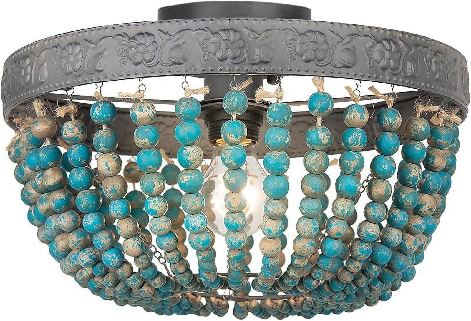 Natural Wooden Beads Chandelier Bohemian Vintage Rustic Boho Ceiling ...