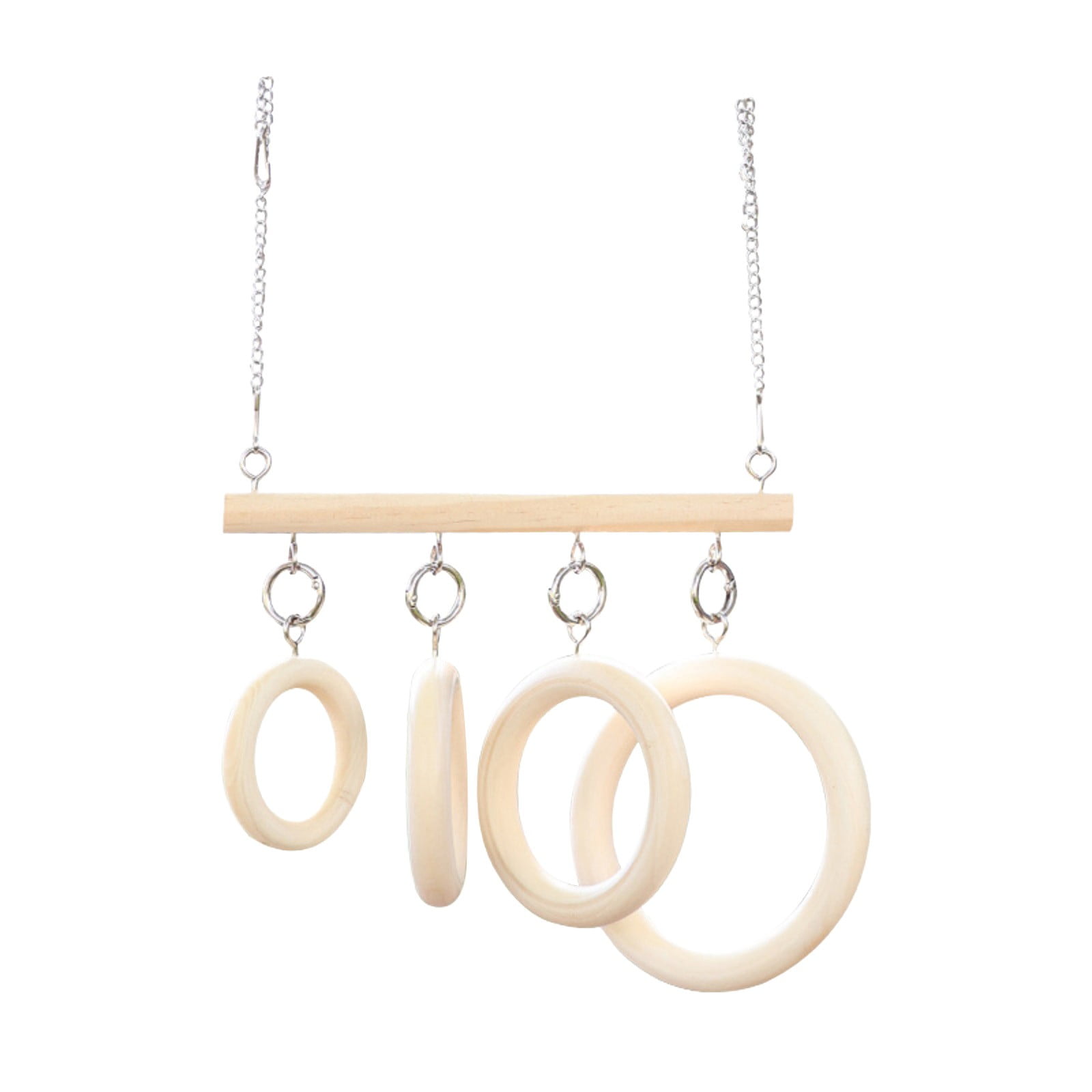 Natural Wooden Bird Swing with Rings - Hanging Climbing Toy for Parrots ...