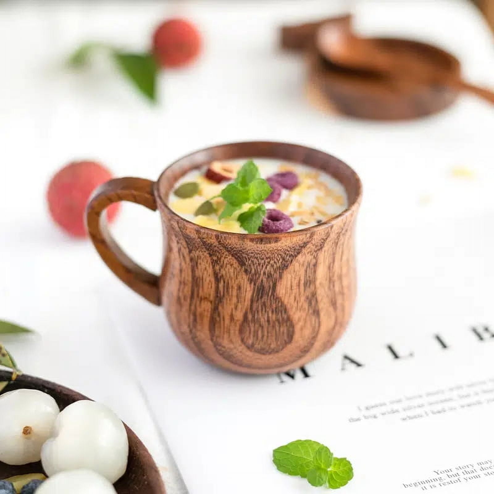 Natural Wooden Cup Wood Coffee Tea Beer Juice Milk Water Mug Handmade ...