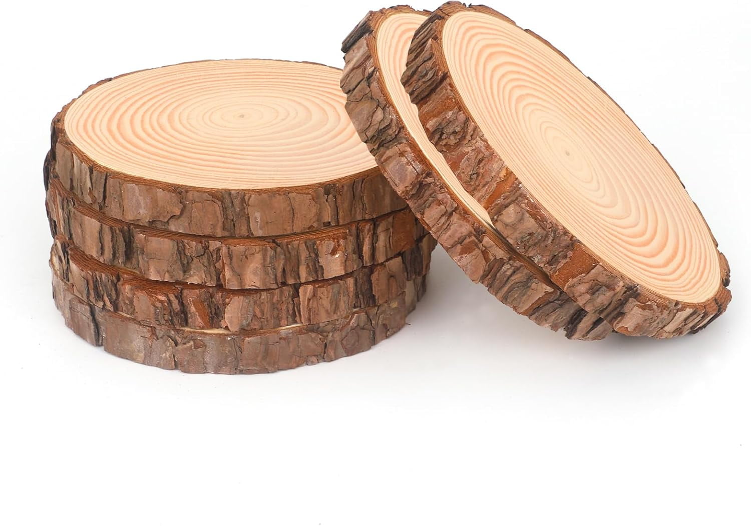 Natural Wooden Decorative Tray 9-10 Inches Round Wooden Discs Wood Tray ...