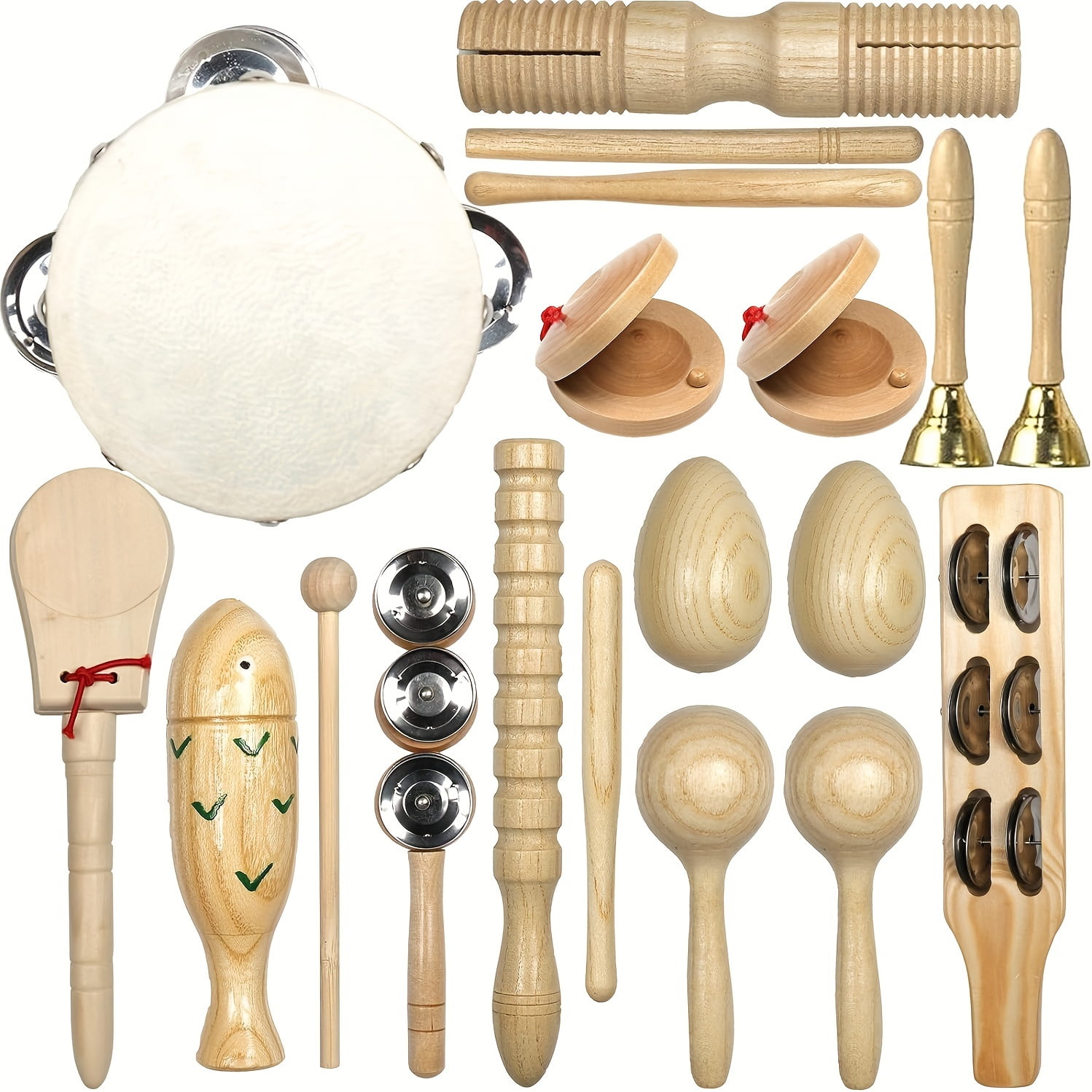 [Natural Wooden Instruments] 15pcs Natural Wooden Musical Instruments ...