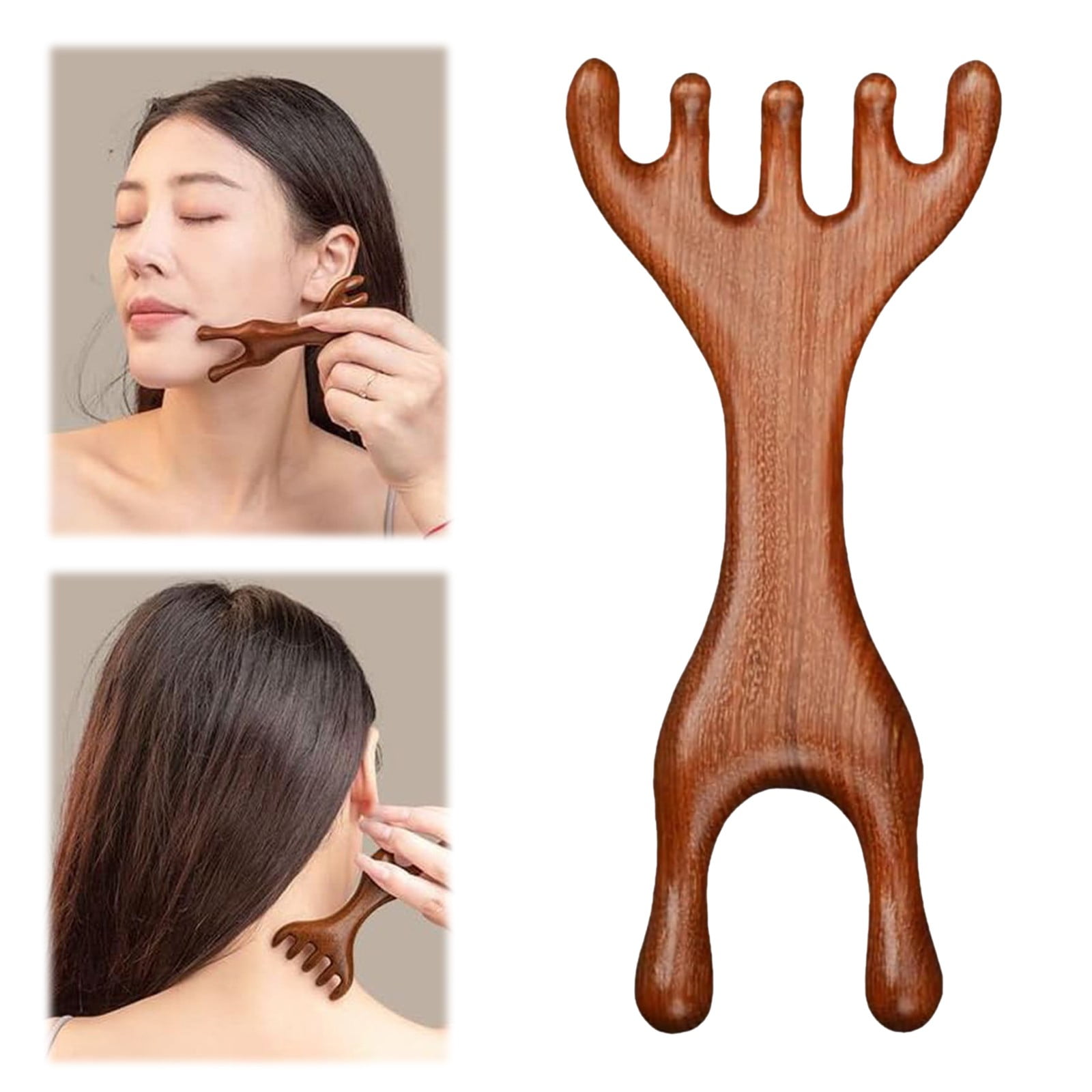 Natural Wooden Nose Guasha Tool - Anti-Static Facial Wood Massager, Handheld Acupoint Gua Sha ...