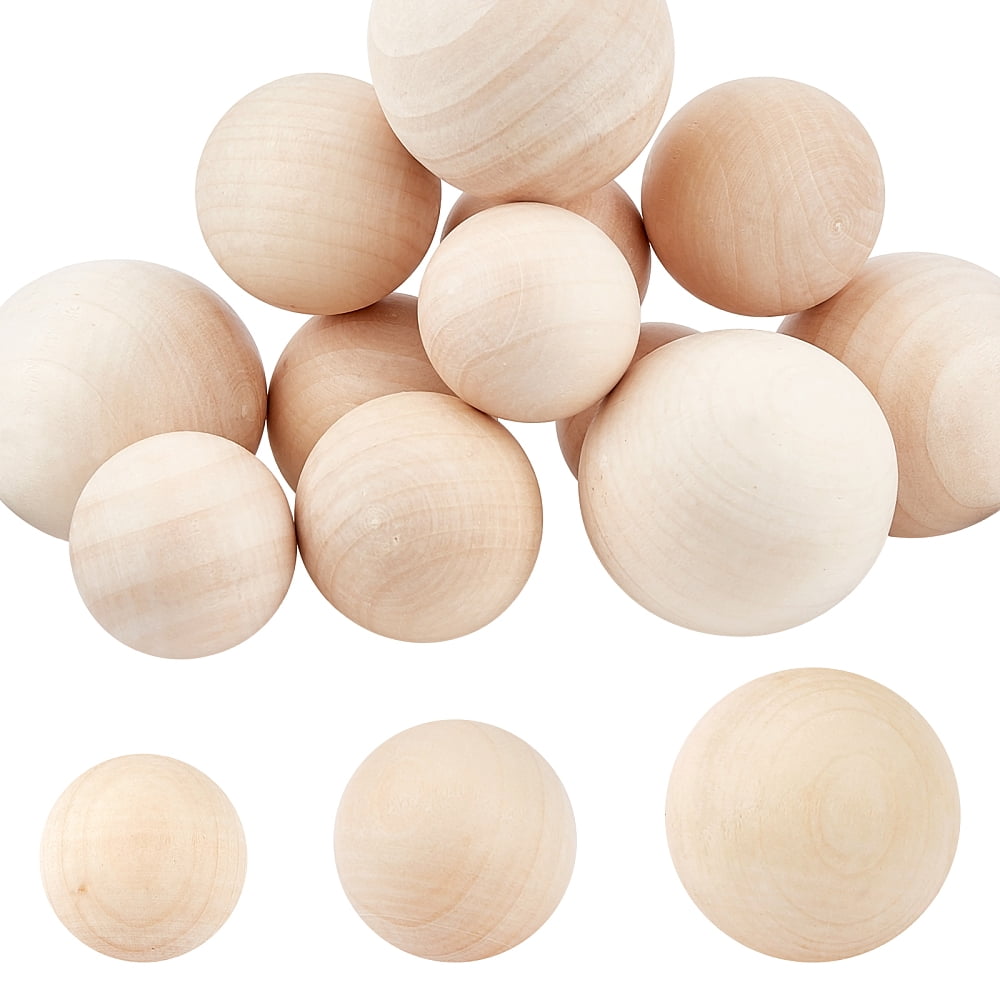 Natural Wooden Round Ball, DIY Decorative Wood Crafting Balls ...