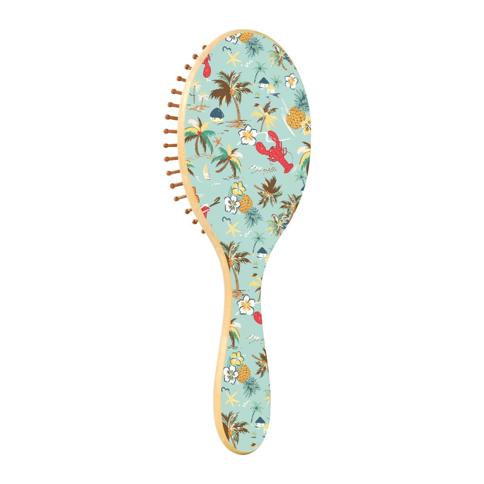Natural Wooden Round Hair Brush - Wooden Cushion Massage Comb for ...