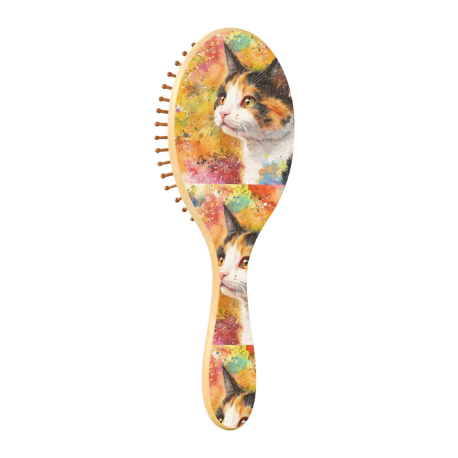 Natural Wooden Round Hair Brush - Wooden Cushion Massage Comb for ...