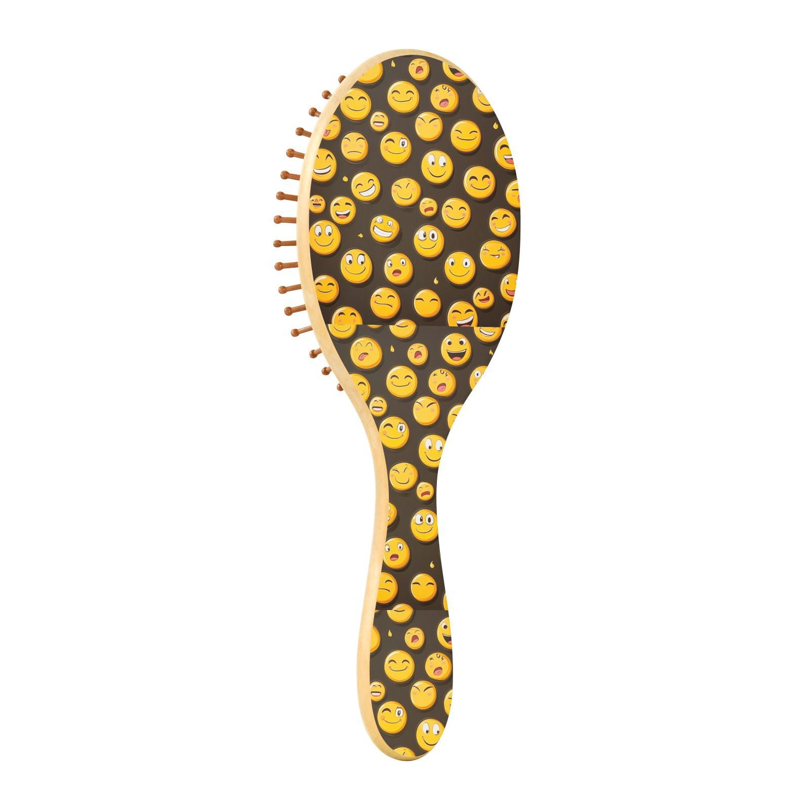 Natural Wooden Round Hair Brush - Wooden Cushion Massage Comb for Straight and Curly Hair ...