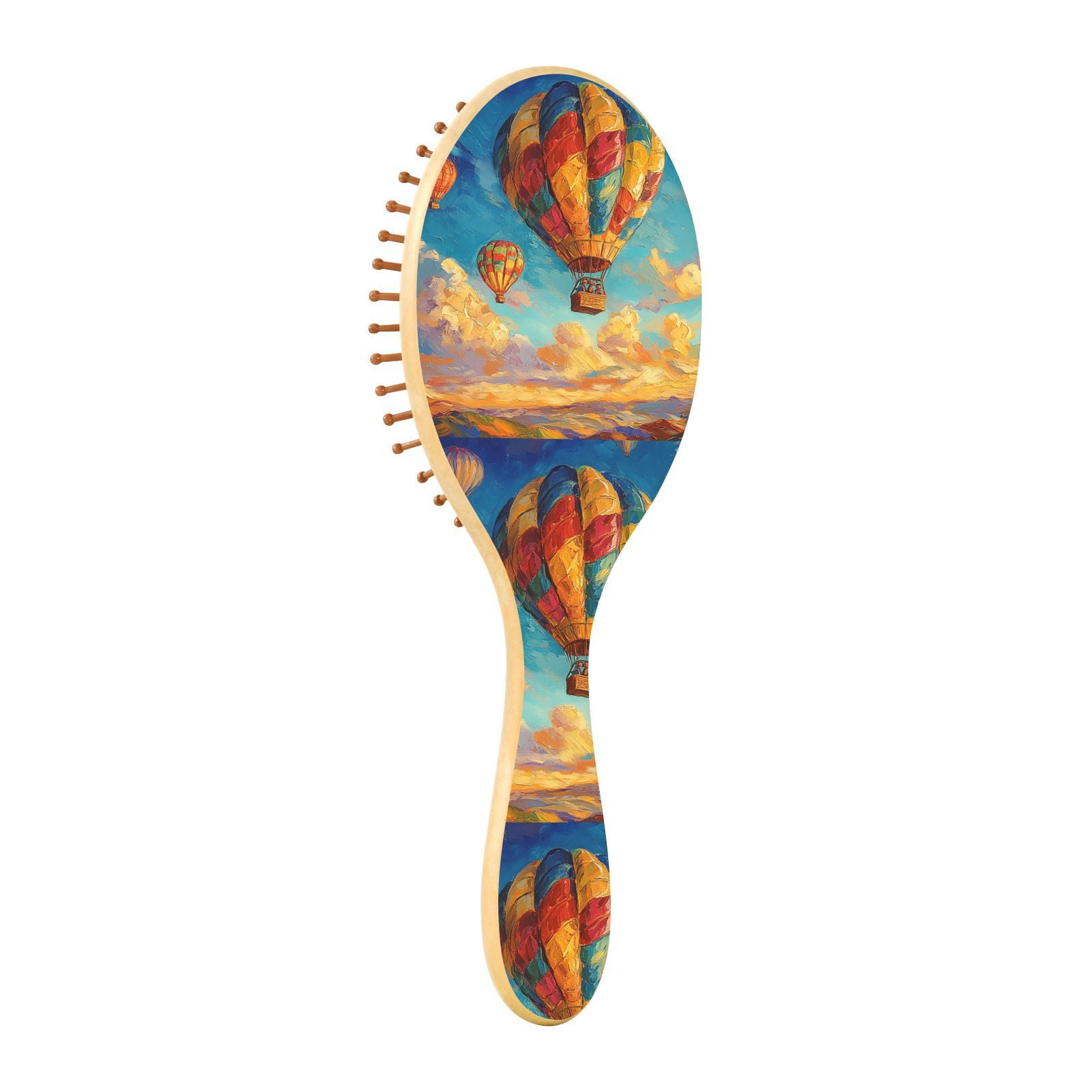 Natural Wooden Round Hair Brush - Wooden Cushion Massage Comb for ...