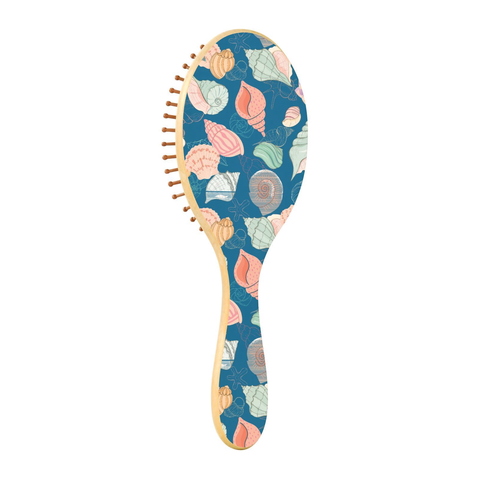 Natural Wooden Round Hair Brush - Wooden Cushion Massage Comb for ...