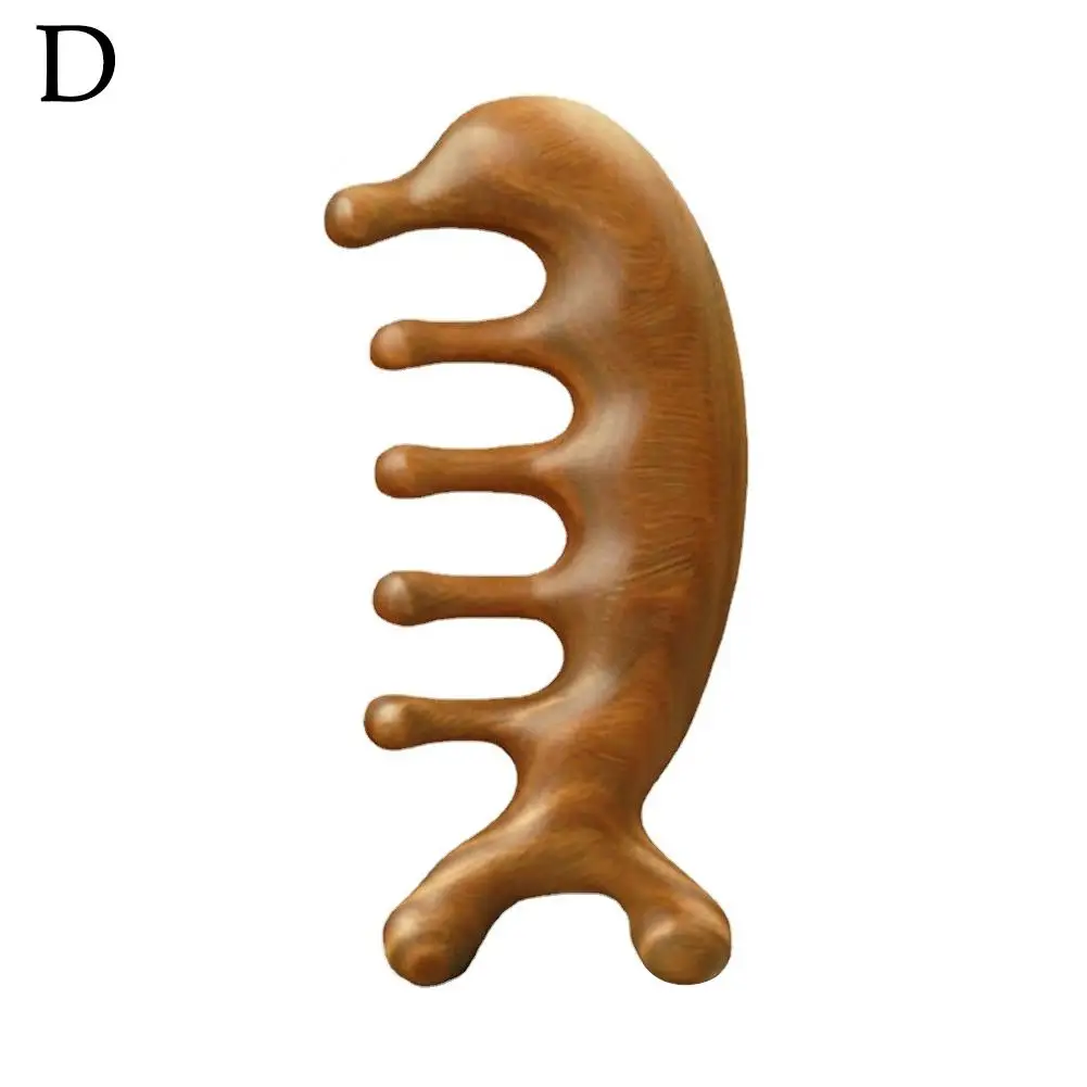 Natural Wooden Scalp Meridian Massage Comb Sandalwood Point Massage ...
