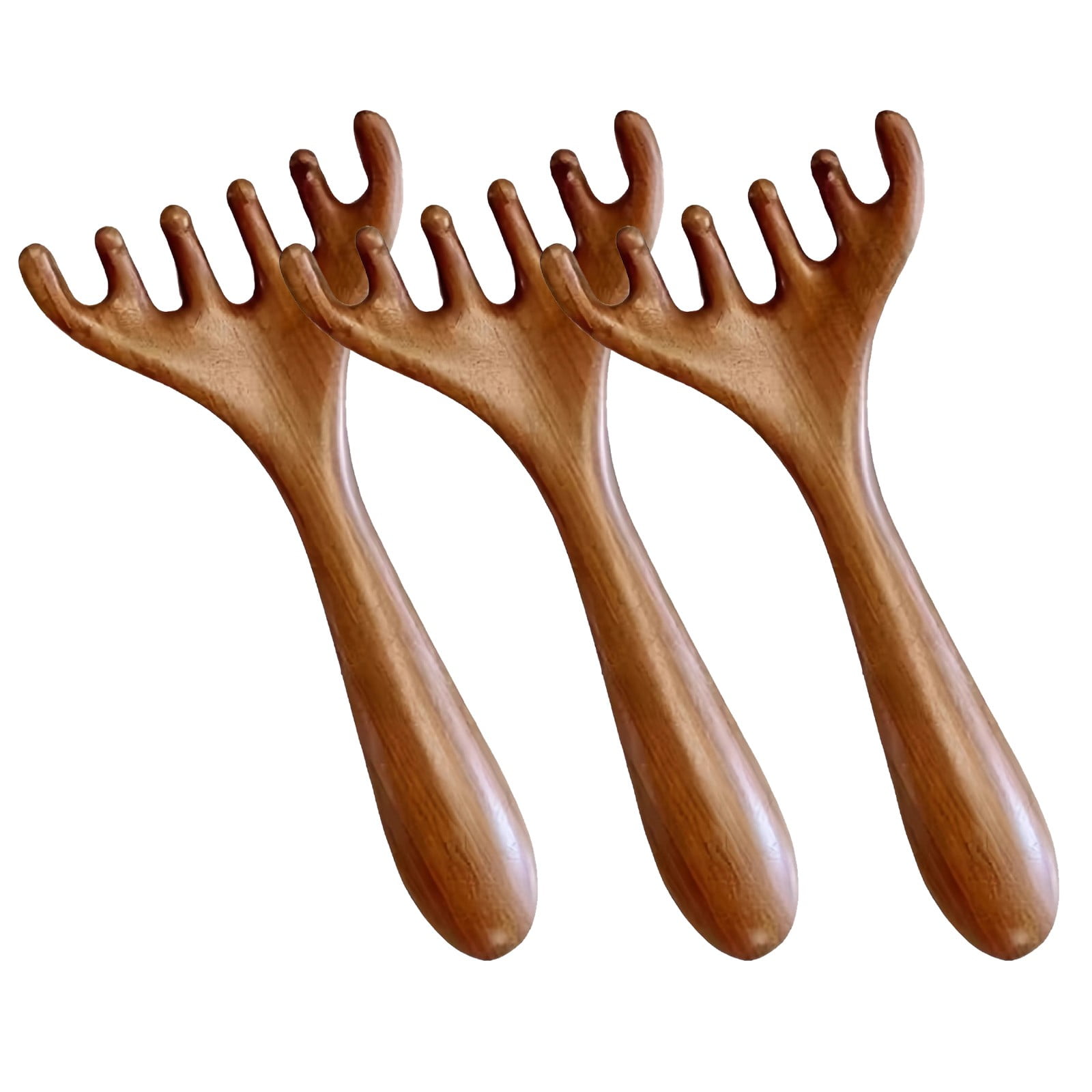 Natural Wooden Six-Claw Massage Comb,Long Handle Sandalwood Scalp ...