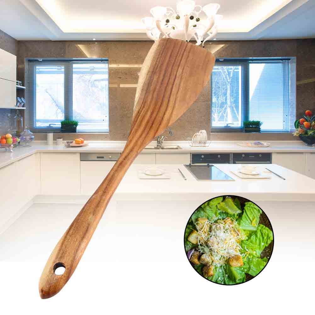 Natural Wooden Spatula Turner Fried Shovel Cooking Kitchen Utensils ...