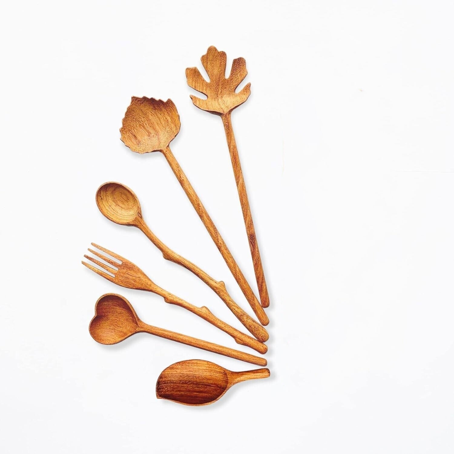 Natural Wooden Spoons and Forks Set (Set of 6),Christmas Hostess Gifts ...