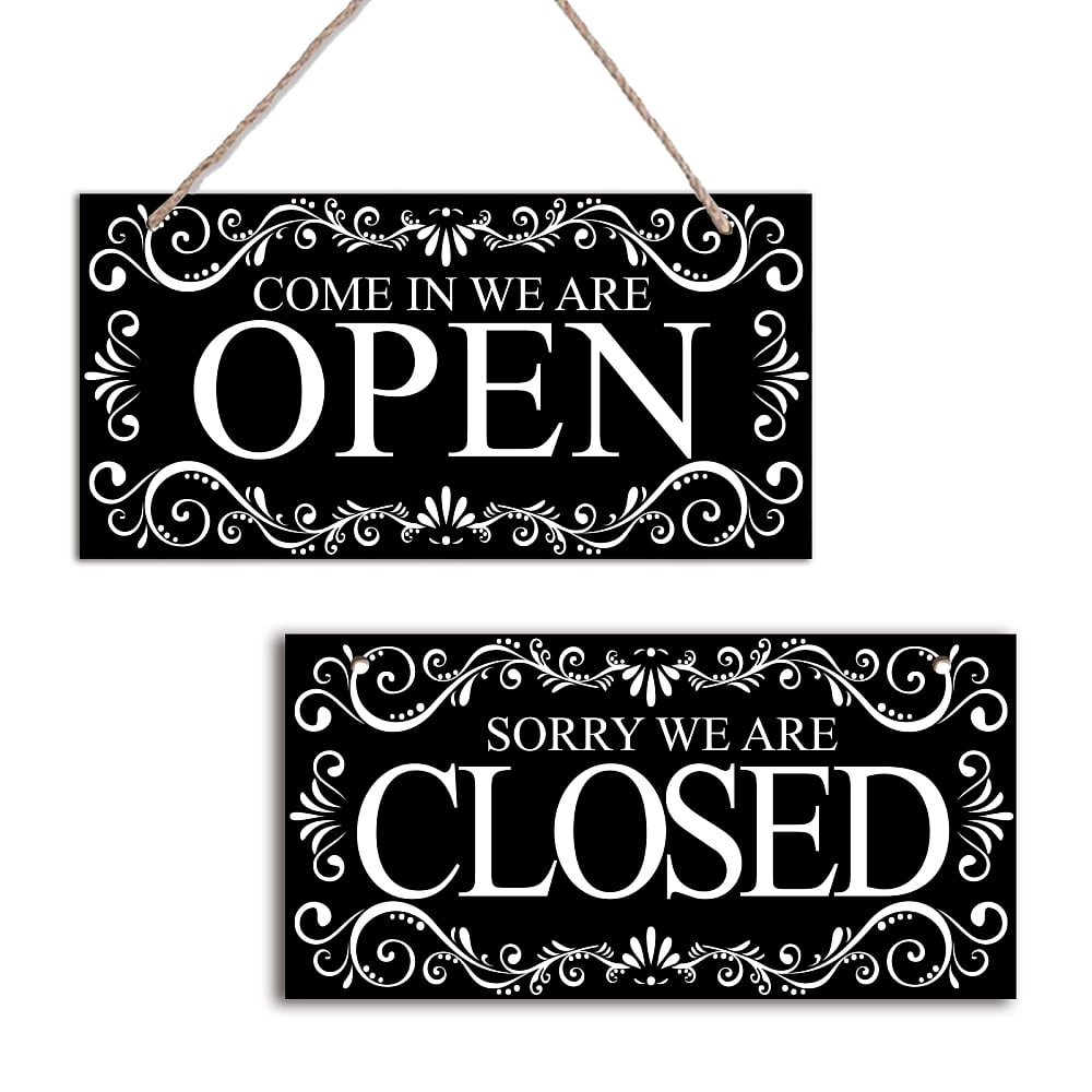 Natural Wooden Store Open and Closed Business Sign Come in We're Open ...