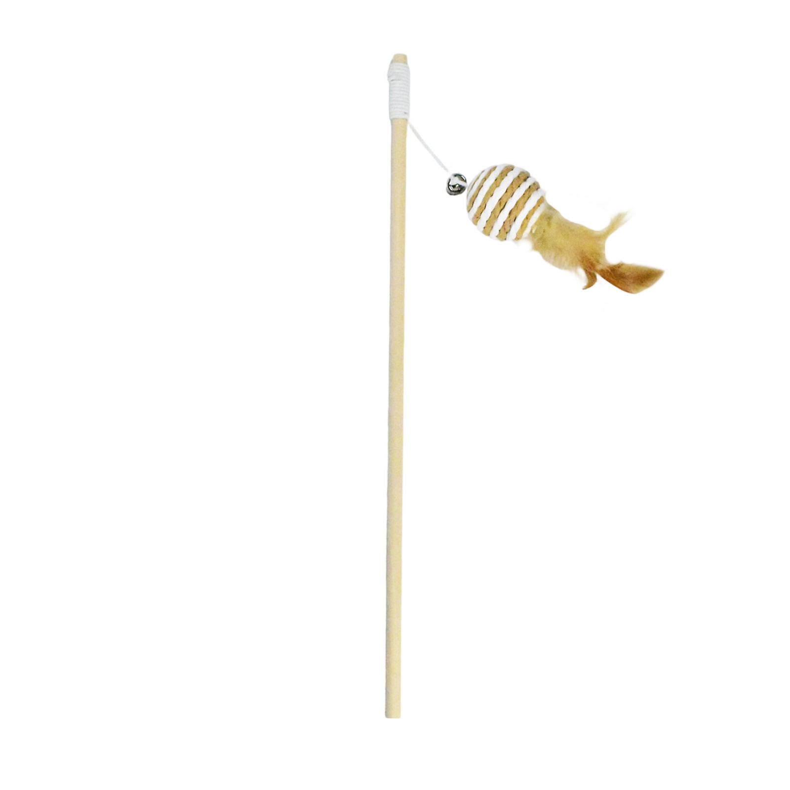 Natural Wooden Wand Cat Toy, Interactive Teaser Wand With Feather ...