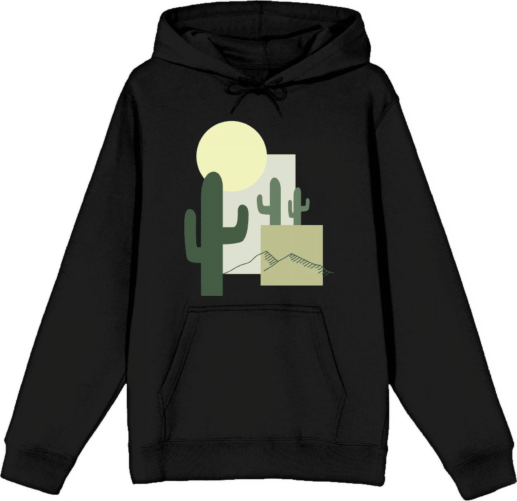 Natural World Cacti & Shapes Black Adult Long Sleeve Hoodie-Medium ...