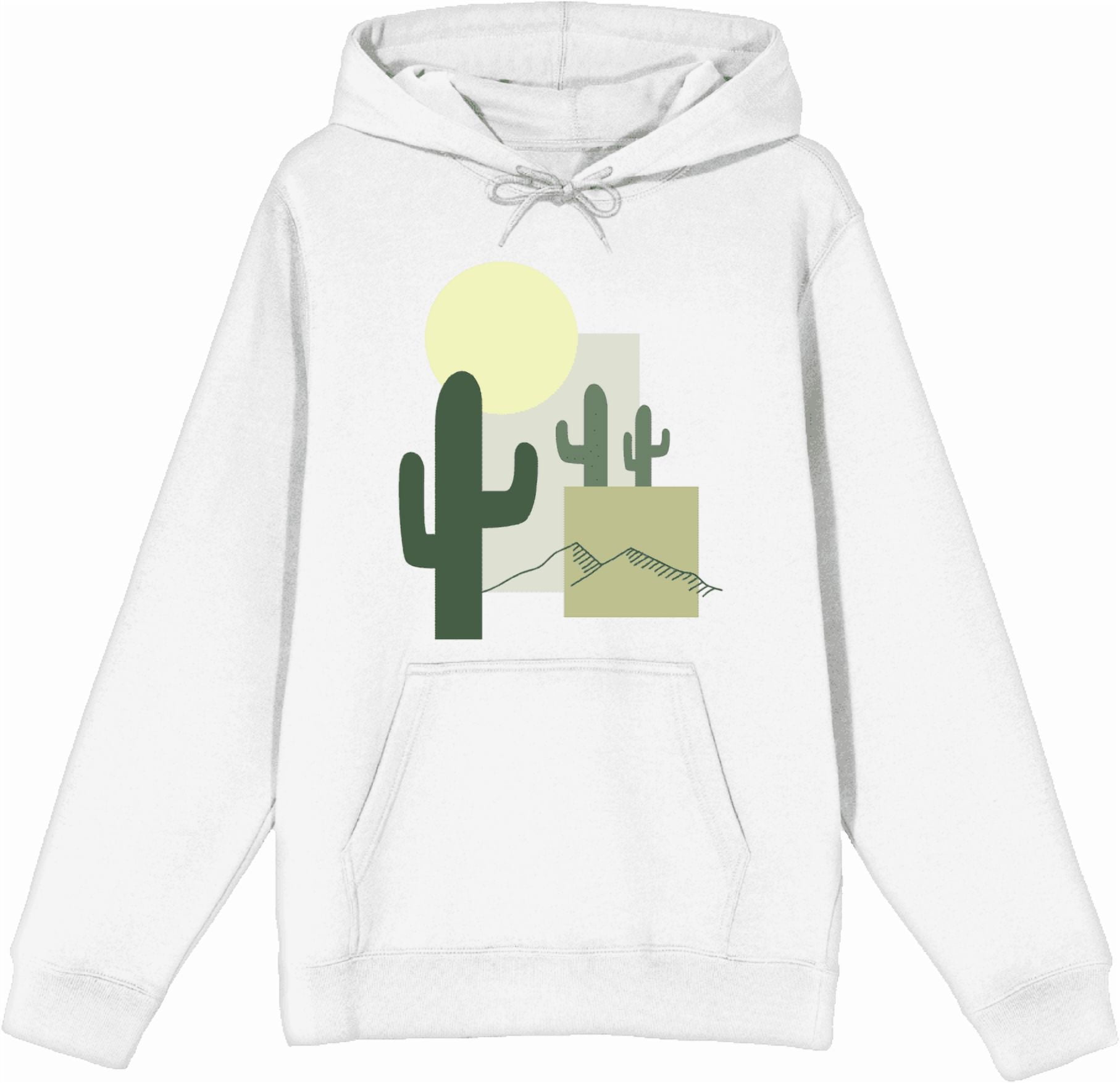 Natural World Cacti & Shapes White Adult Long Sleeve Hoodie-XL ...