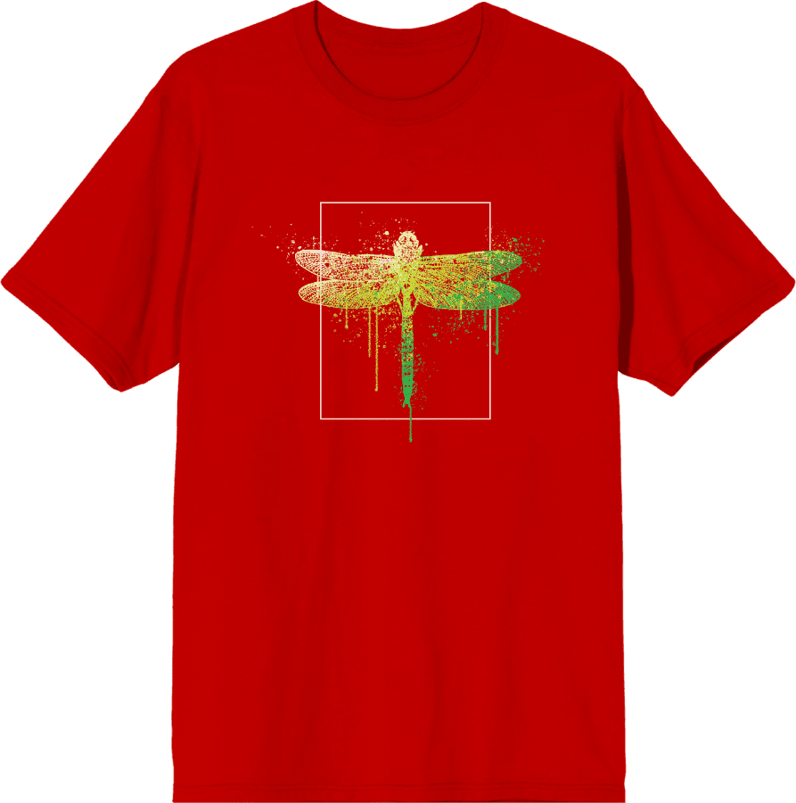 Natural World Paint Splatter Dragonfly Crew Neck Short Sleeve Adult T ...