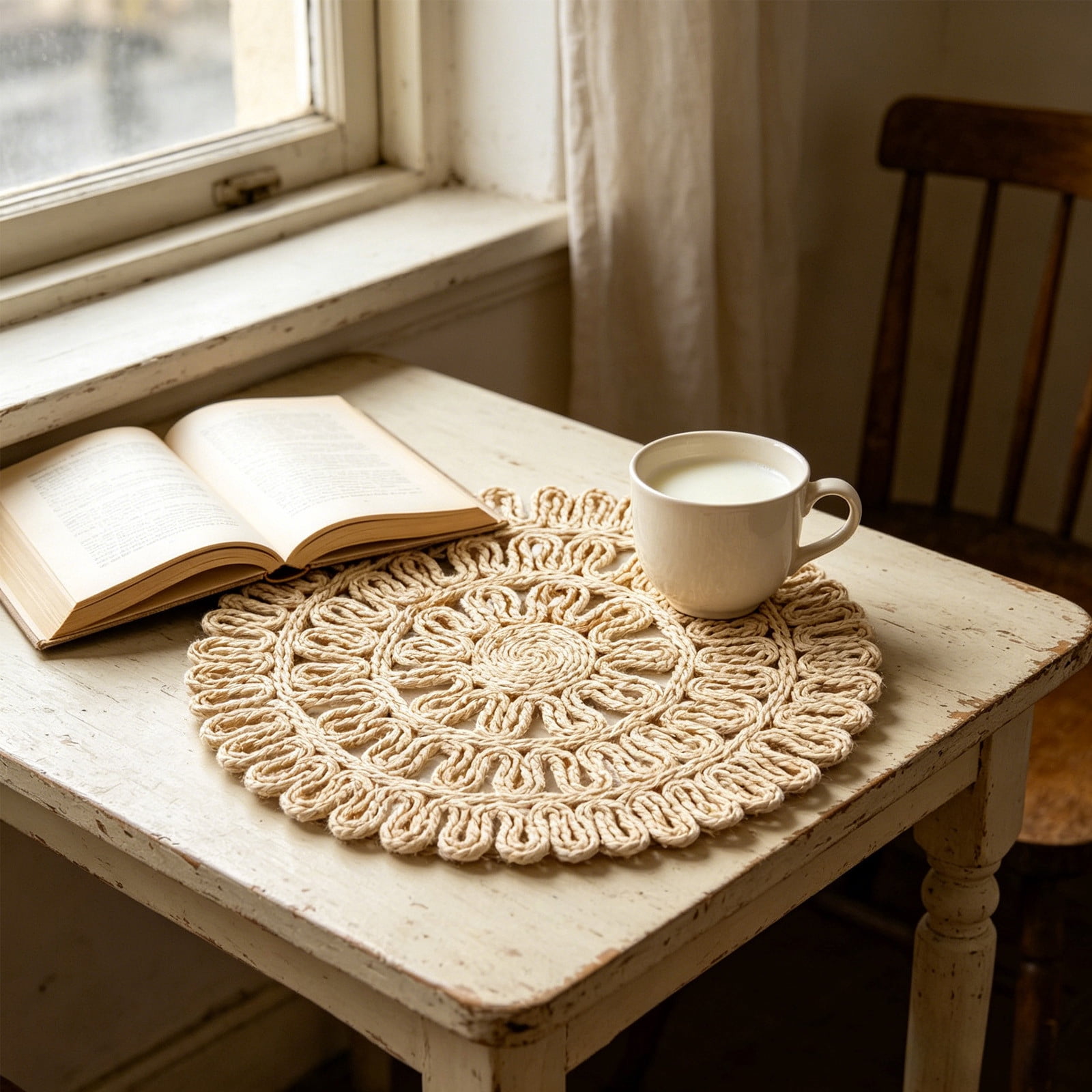 Natural Woven Corn Husk Placemat Round Heat Resistant Table Mat for ...