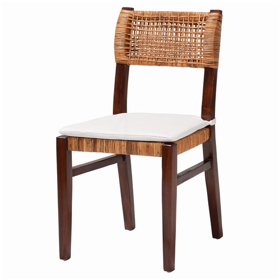 Natural Woven Dining Chair, Boho Chic Rattan Back Chair with Padded ...