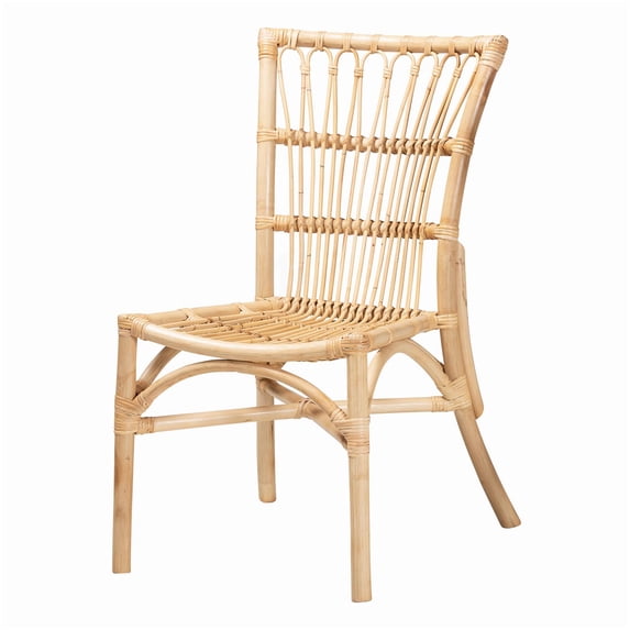 Natural Woven Rattan Chair, Brown Bohemian Dining Chair for Indoor ...