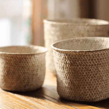 Creative Co-Op Large Round Woven Rattan Footed Basket, Farmhouse ...