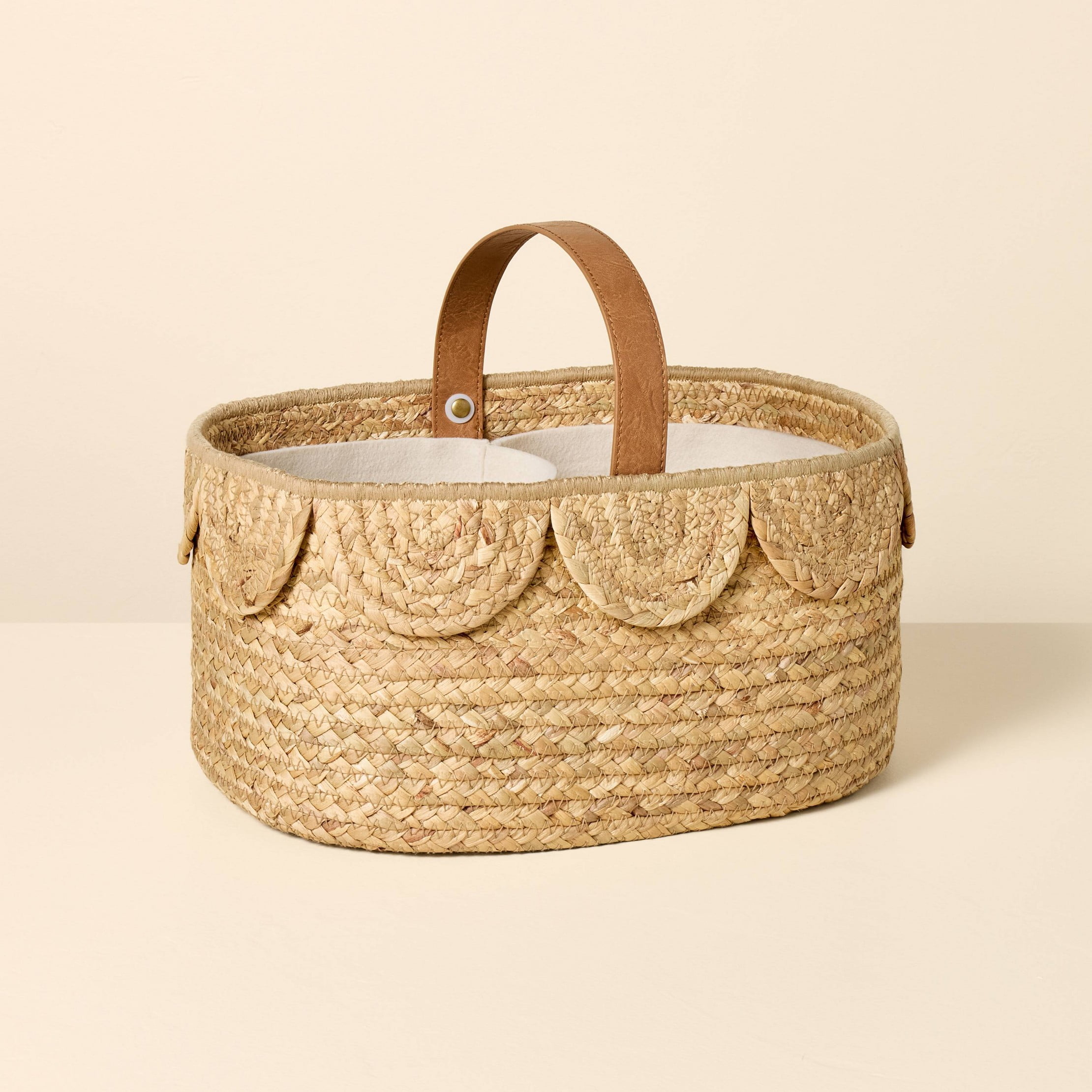 Natural Woven Scalloped Baby Diaper Caddy - Walmart.com