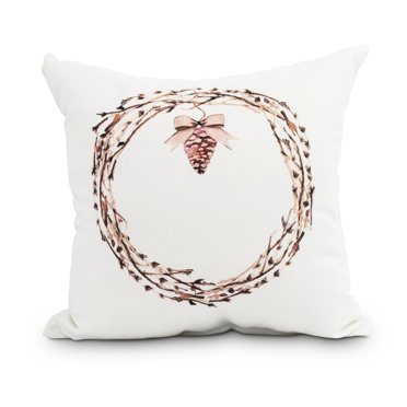 Nature's Gift 18 Inch Off White Holiday Print Decorative Throw Pillow ...