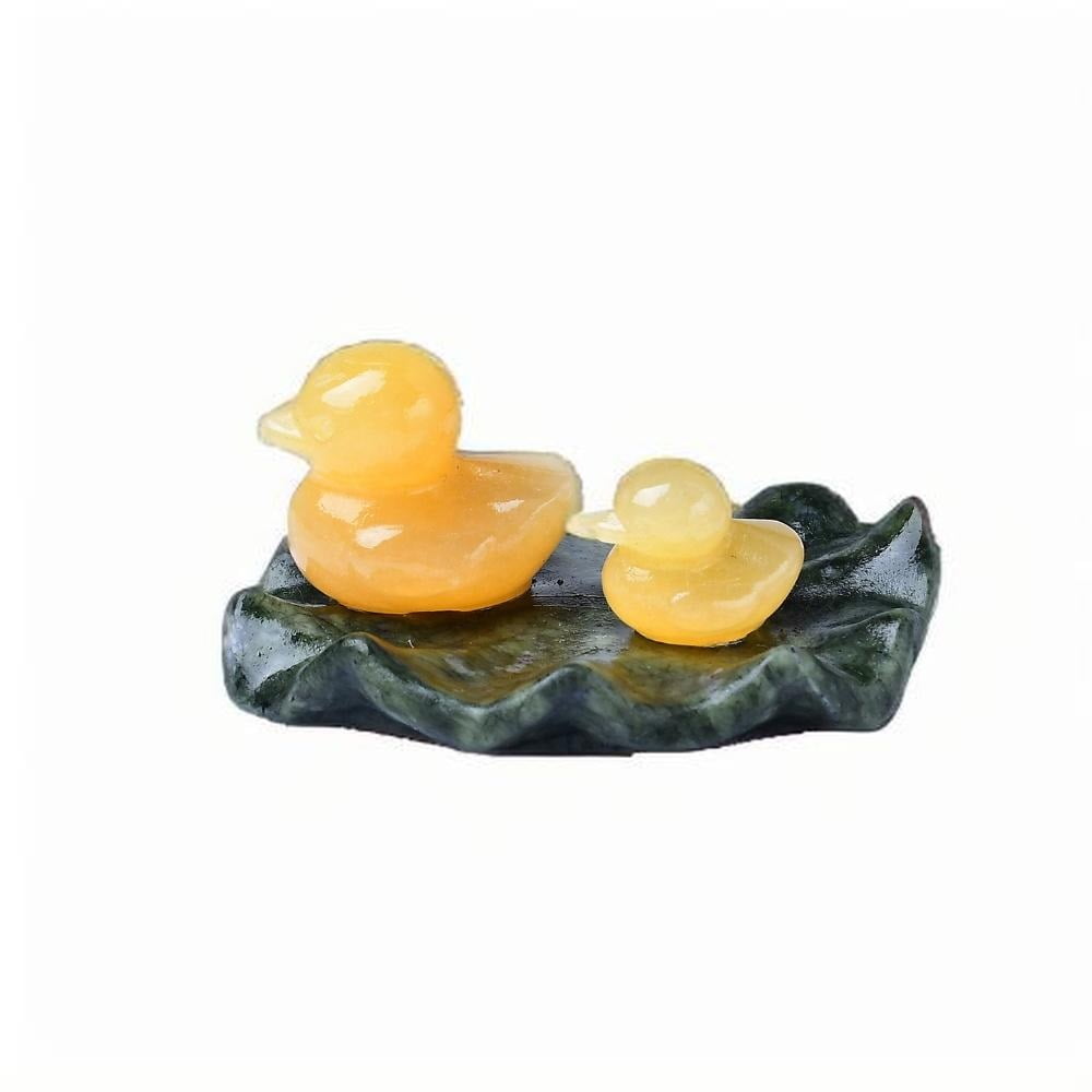 Natural Xiuyan Jade Duck Crystal Figurine Hand-Carved Gemstone ...