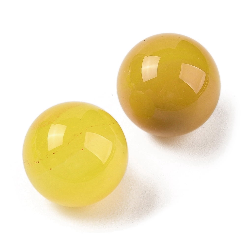 Natural Yellow Agate No Hole Sphere Beads Round Dyed & Heated 16mm ...