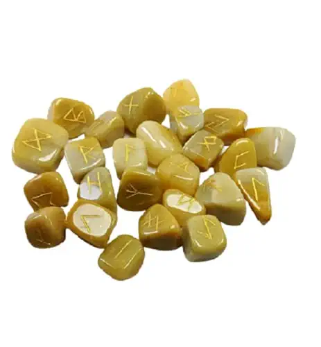Natural Yellow Aventurine Rune Set Symbols Gemstone Healing Crystal ...