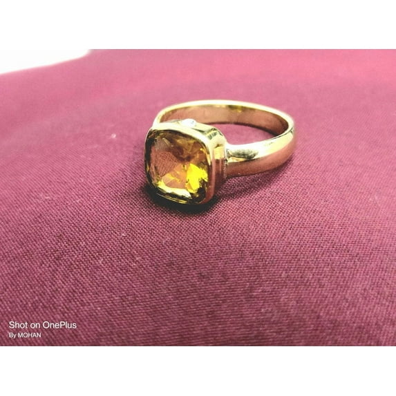 Natural Yellow Sapphire Ring: Handmade Panchadhatu Rashi Ratan ...