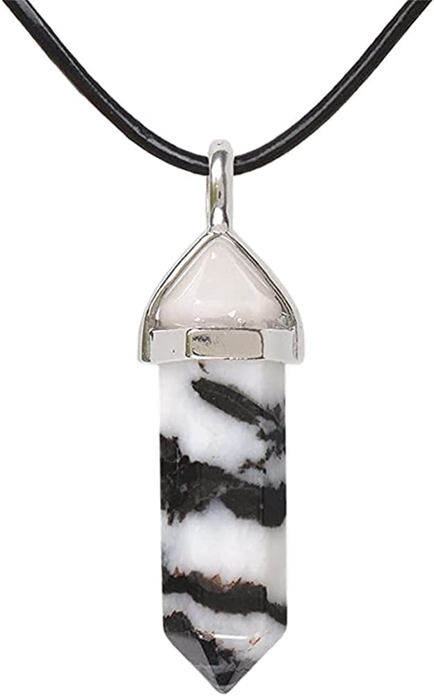 Natural Zebra Jasper Gemstone Hexagonal Pointed Reiki Chakra Pendant ...