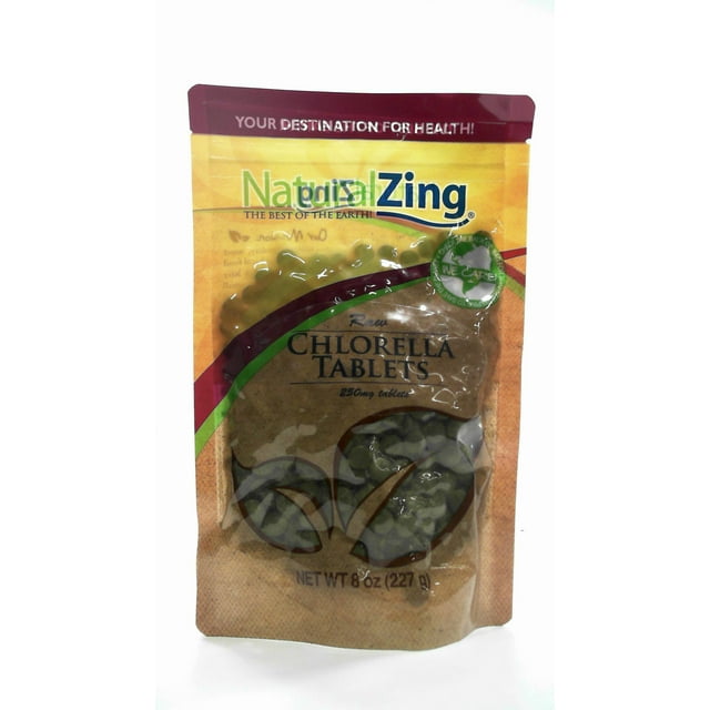 Natural Zing Chlorella Tablets 900+ Raw Beta-Carotene Vitamin B-12 Iron ...